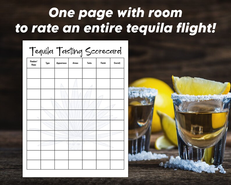 Tequila Tasting Score Card Tequila Flight Board Tasting Notes - Etsy