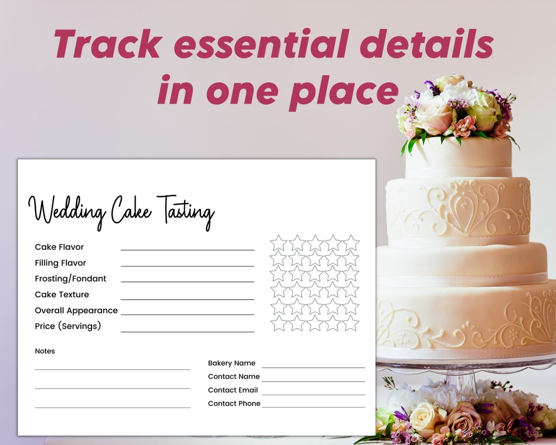 Wedding Cake Tasting Sheet Bride Cake Planner Tasting Score - Etsy