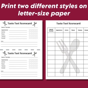 Taste Testing Scorecard – Cookoff Party Food Judging (PDF) - Etsy