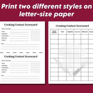 Cookoff Scorecard – Printable Food Tasting Game & Competition Judging ...