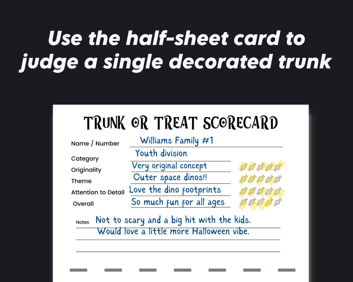 Trunk or Treat Score Card, Halloween Party Contest Judges Scorecard ...