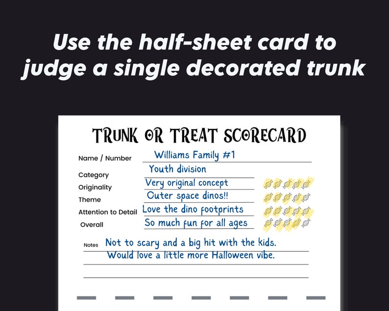 Trunk or Treat Score Card, Halloween Party Contest Judges Scorecard ...