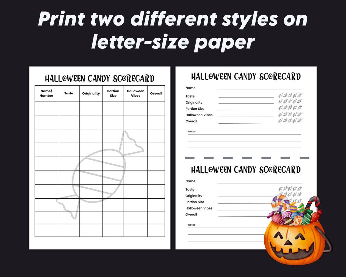 Halloween Candy Score Card, Spooky Season Party Contest Judges ...
