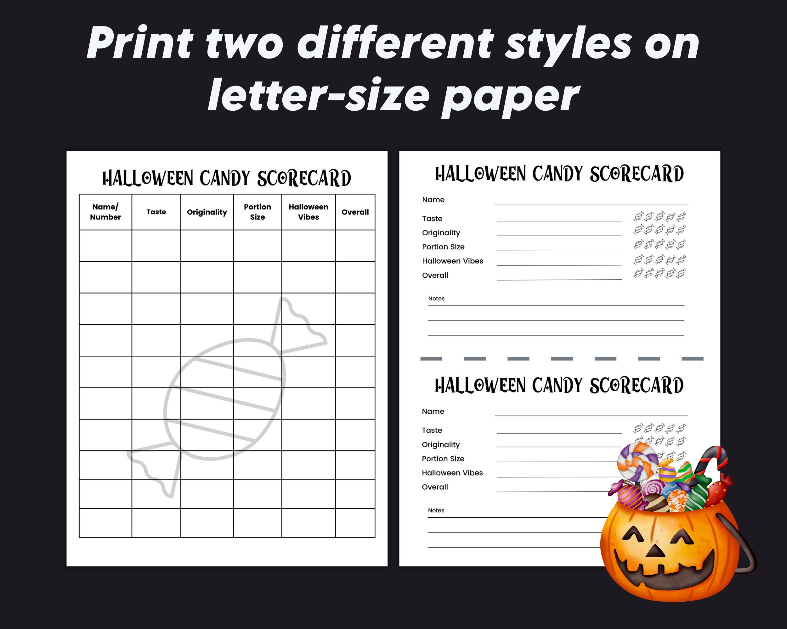 Halloween Candy Score Card, Spooky Season Party Contest Judges ...