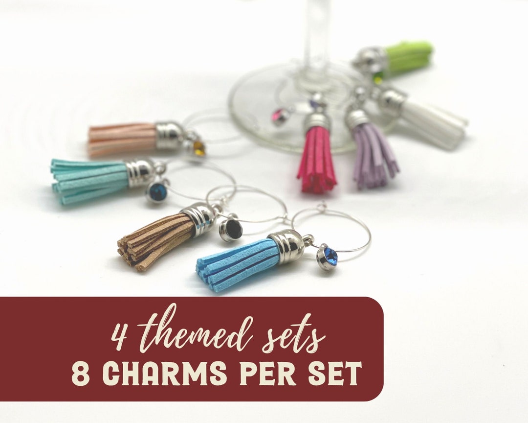 Wine Glass Charm Tags, Drink Markers and Glass Identifiers for Wine ...