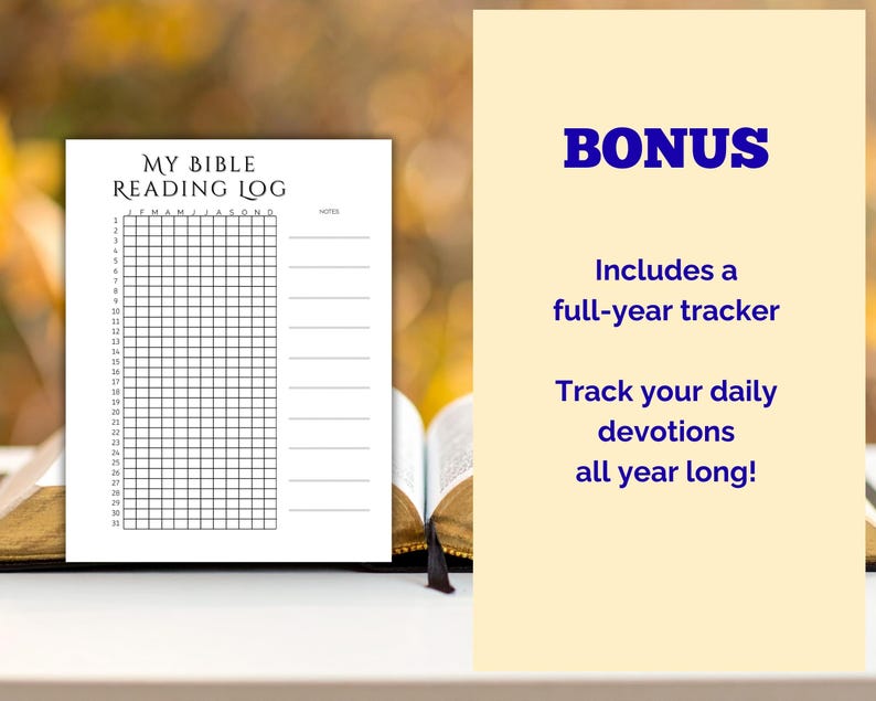 Monthly Bible Reading Tracker Daily Devotion or Bible Year Scripture ...