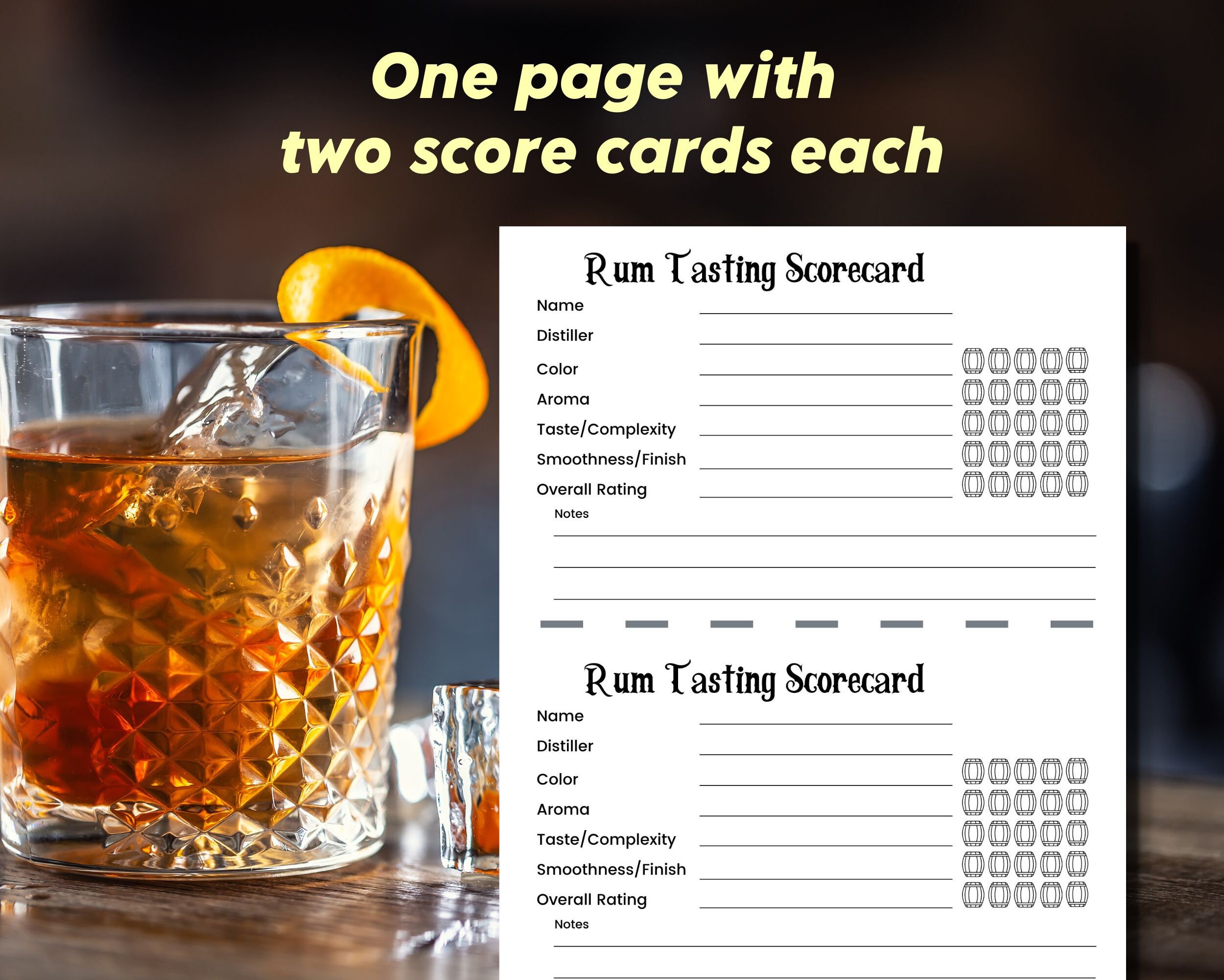 Rum Tasting Score Card Cocktail Tasting Flight Party - Etsy
