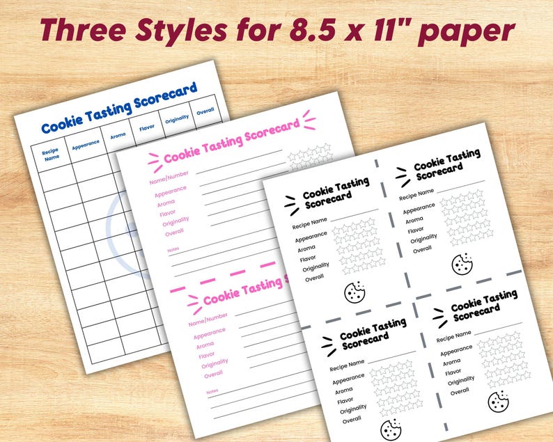 Cookie Competition Scorecard for Tasting Contest, Flavor Rating ...