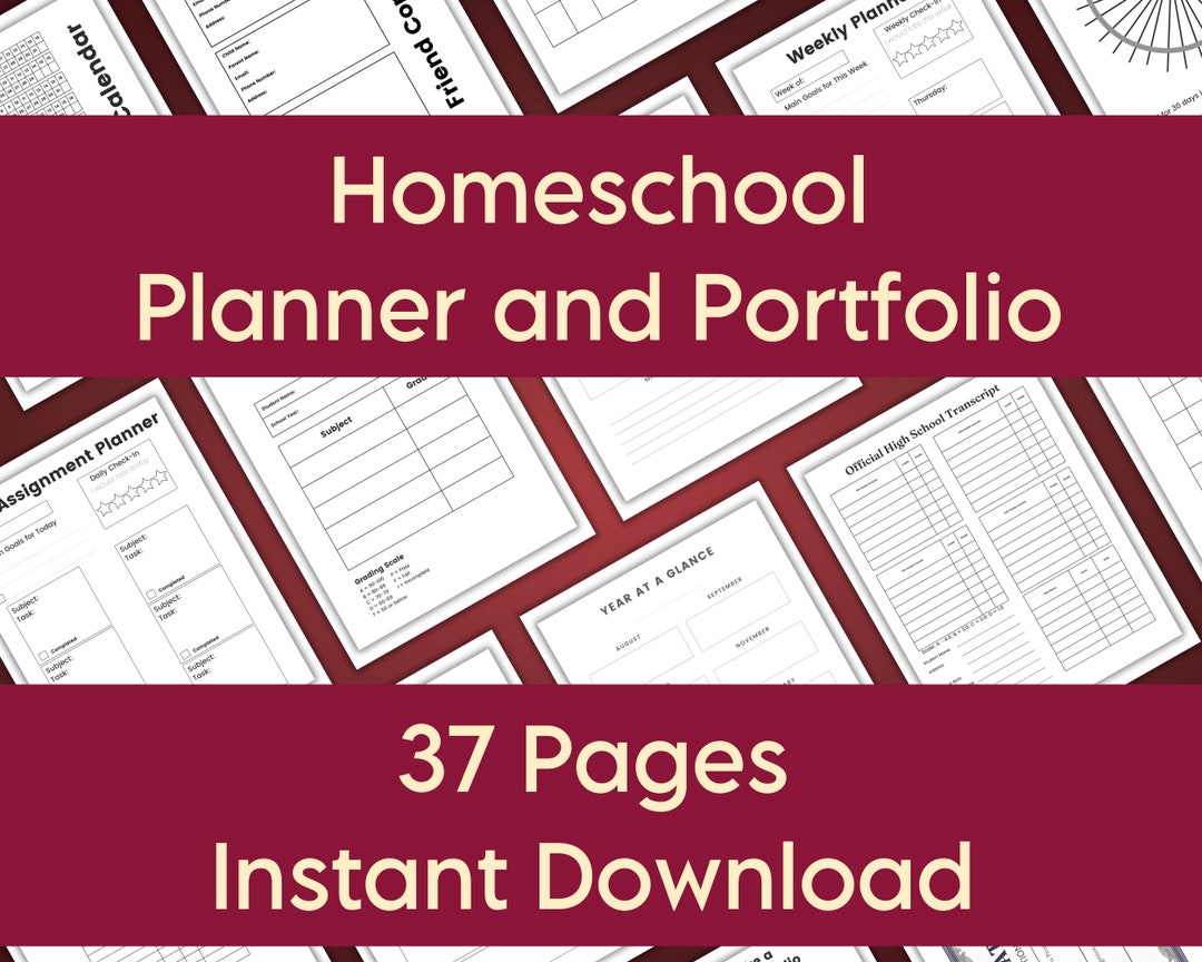 Homeschool Planner Printable and Home Education Portfolio With Planning ...