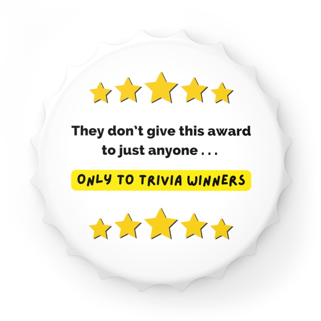 Trivia Night Game Winner Bottle Opener Magnet Funny Award for - Etsy