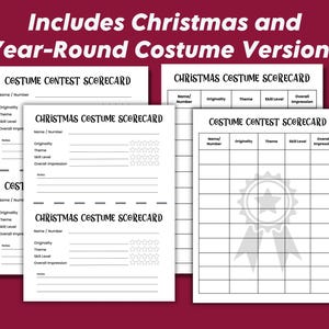 Christmas Costume Contest Scorecard – Printable Holiday Judging (PDF ...