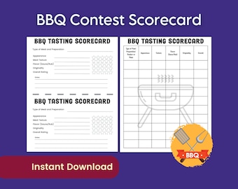 BBQ Tasting Scorecard Printable Template, Barbecue Cookoff Party Food ...