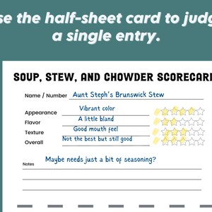 Soup Cookoff Scorecard – Stew & Chowder Tasting Game (PDF Download) - Etsy