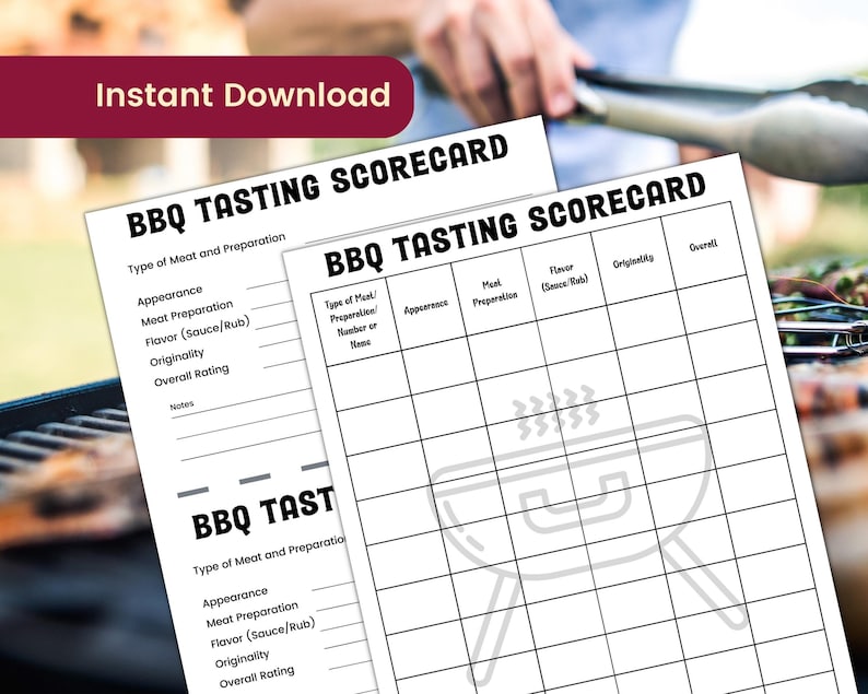 BBQ Tasting Score Card Barbecue Cookoff Party Food Tasting - Etsy