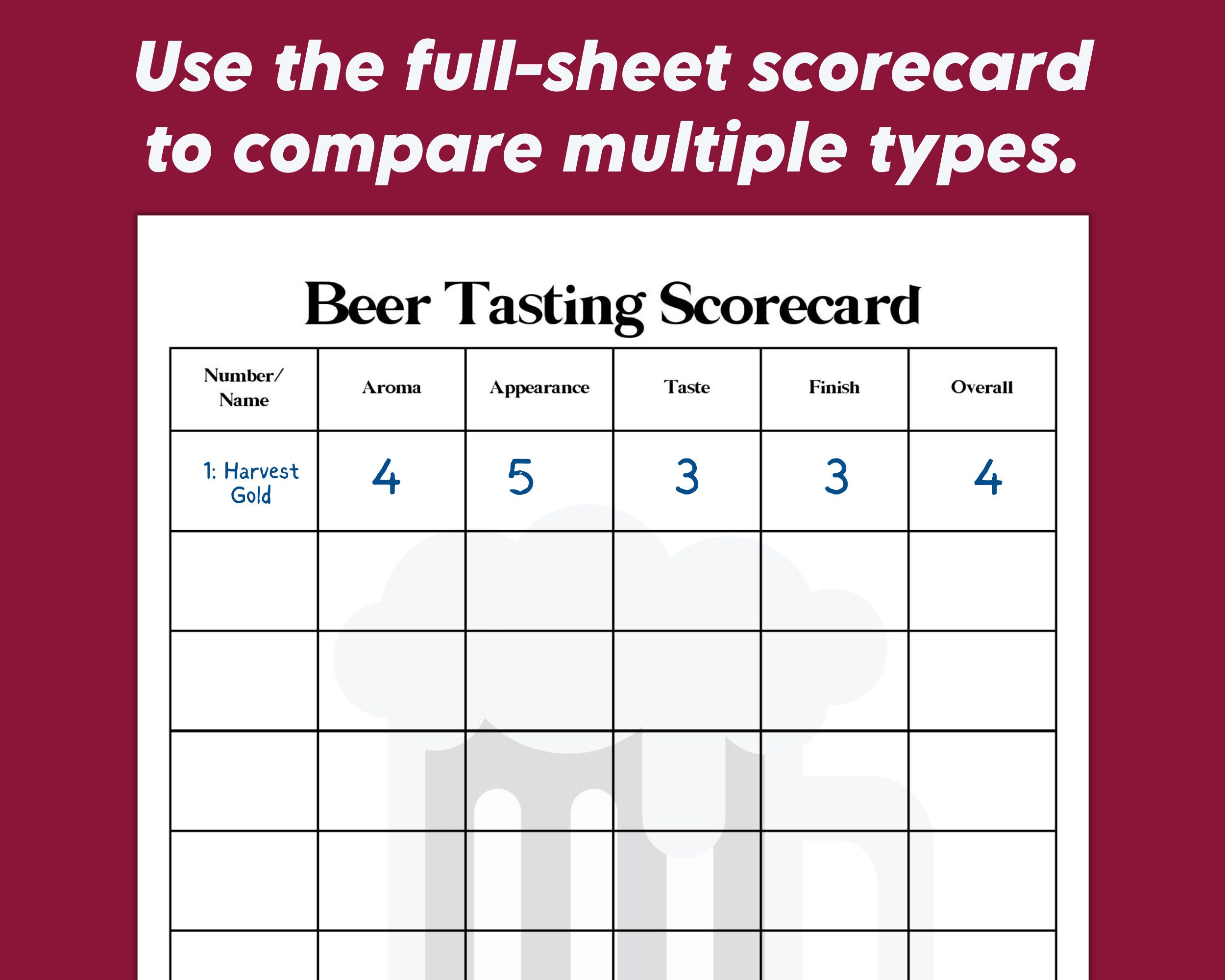 Beer Tasting Scorecard for Craft Beer Party - Etsy
