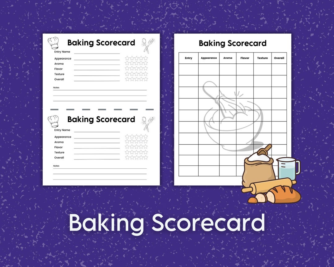 Baking Contest Taste Test Challenge Score Card, Bakers Cookoff Tasting ...
