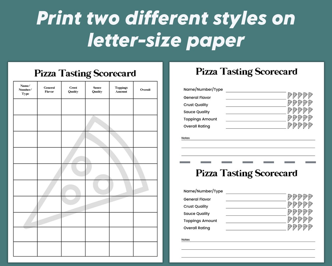 Pizza Tasting Scorecard – Fun Family Game Night or Office Party ...