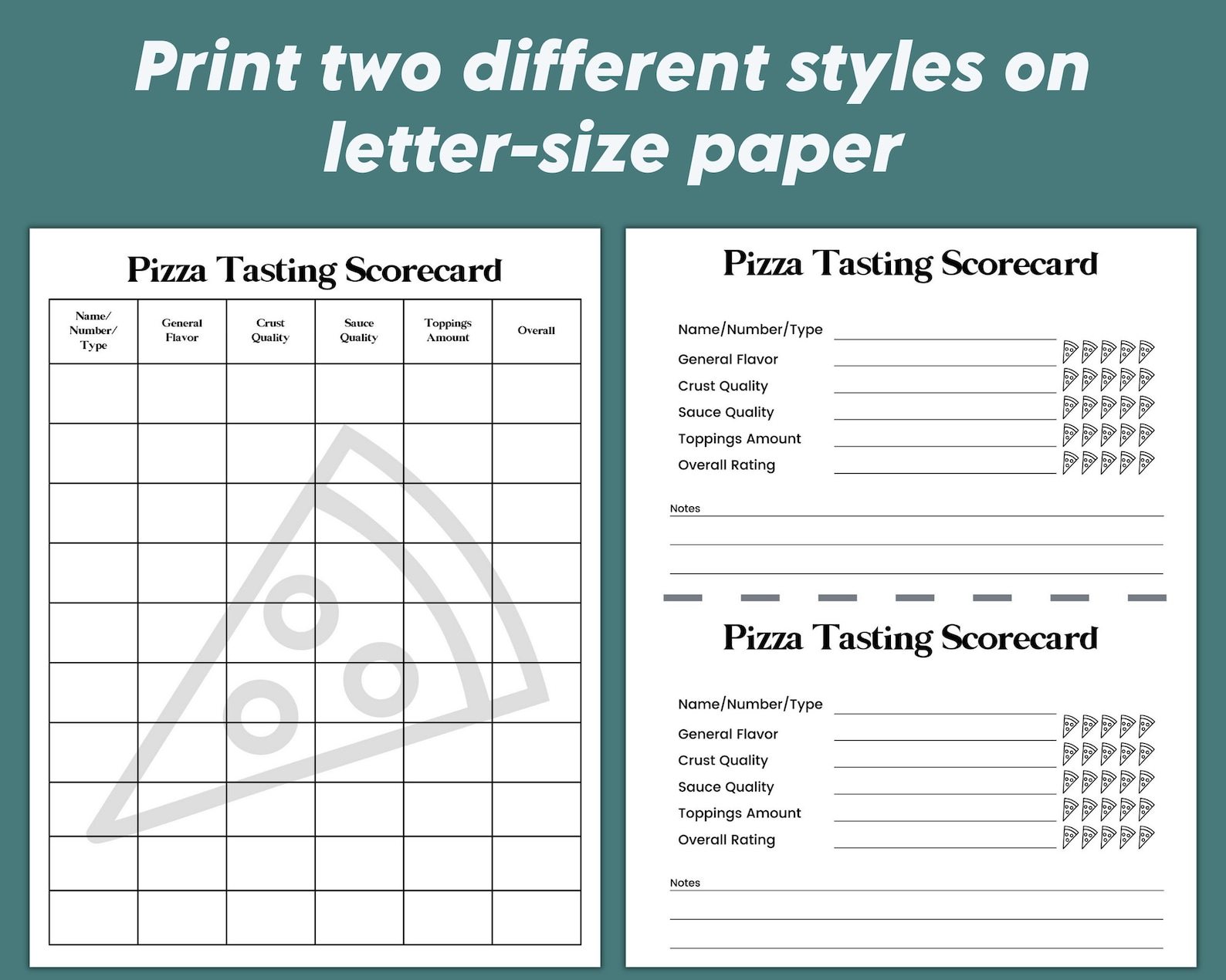 Pizza Tasting Scorecard – Fun Family Game Night or Office Party ...