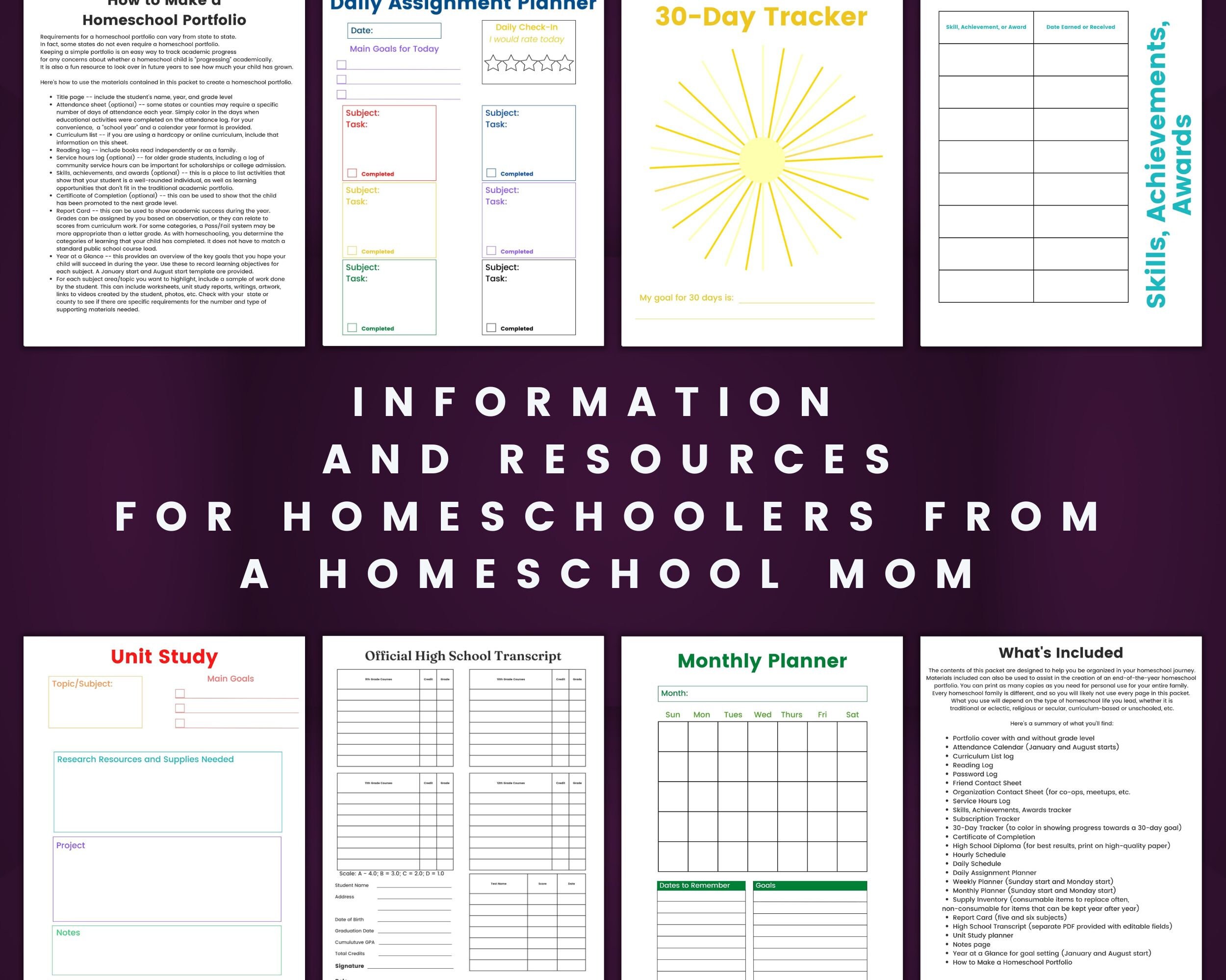 Homeschool Planner and Home Education Portfolio All-in-one Bundle and ...