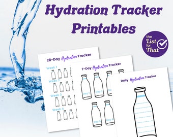 Instant Download Daily Water Intake Tracker for Hydration Chart for ...