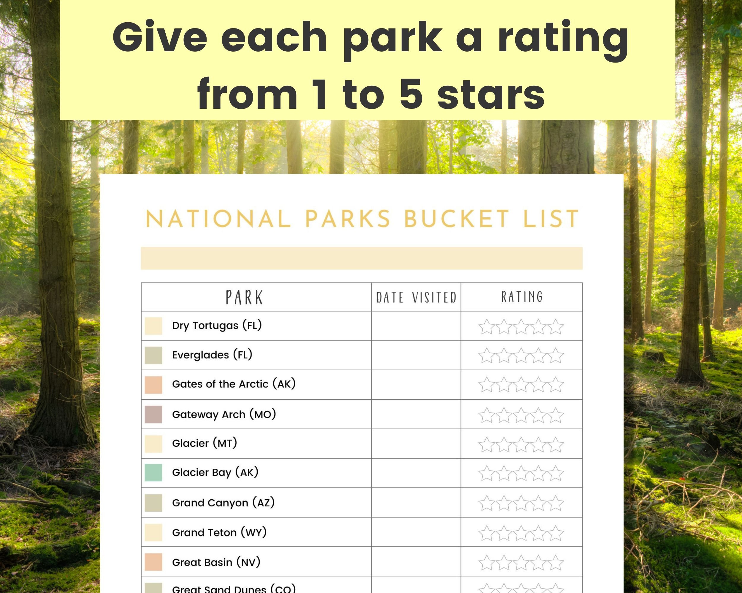 National Parks Bucket List Printable Keep Track of Your National Parks ...