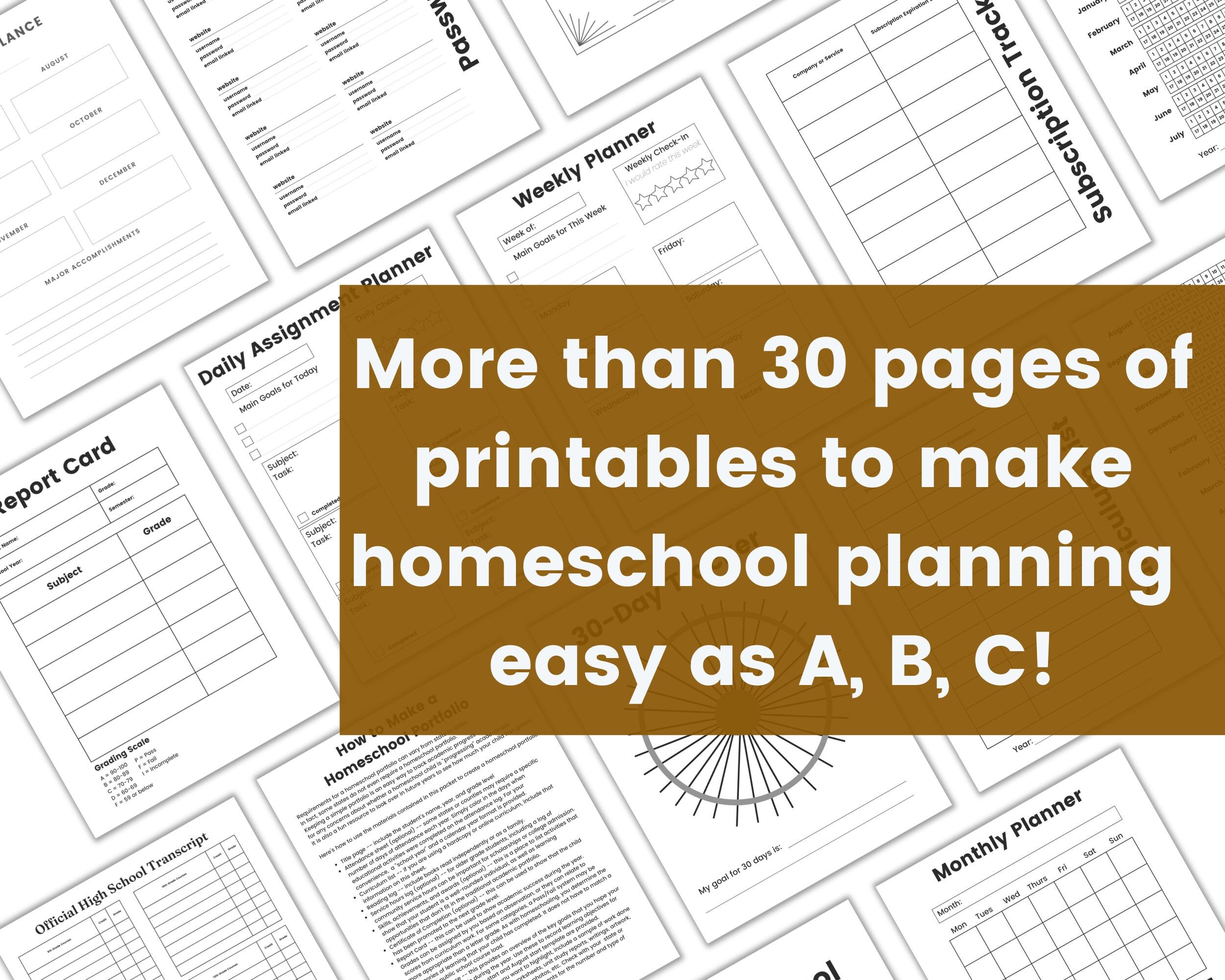 Homeschool Planner Printable and Home Education Portfolio With - Etsy