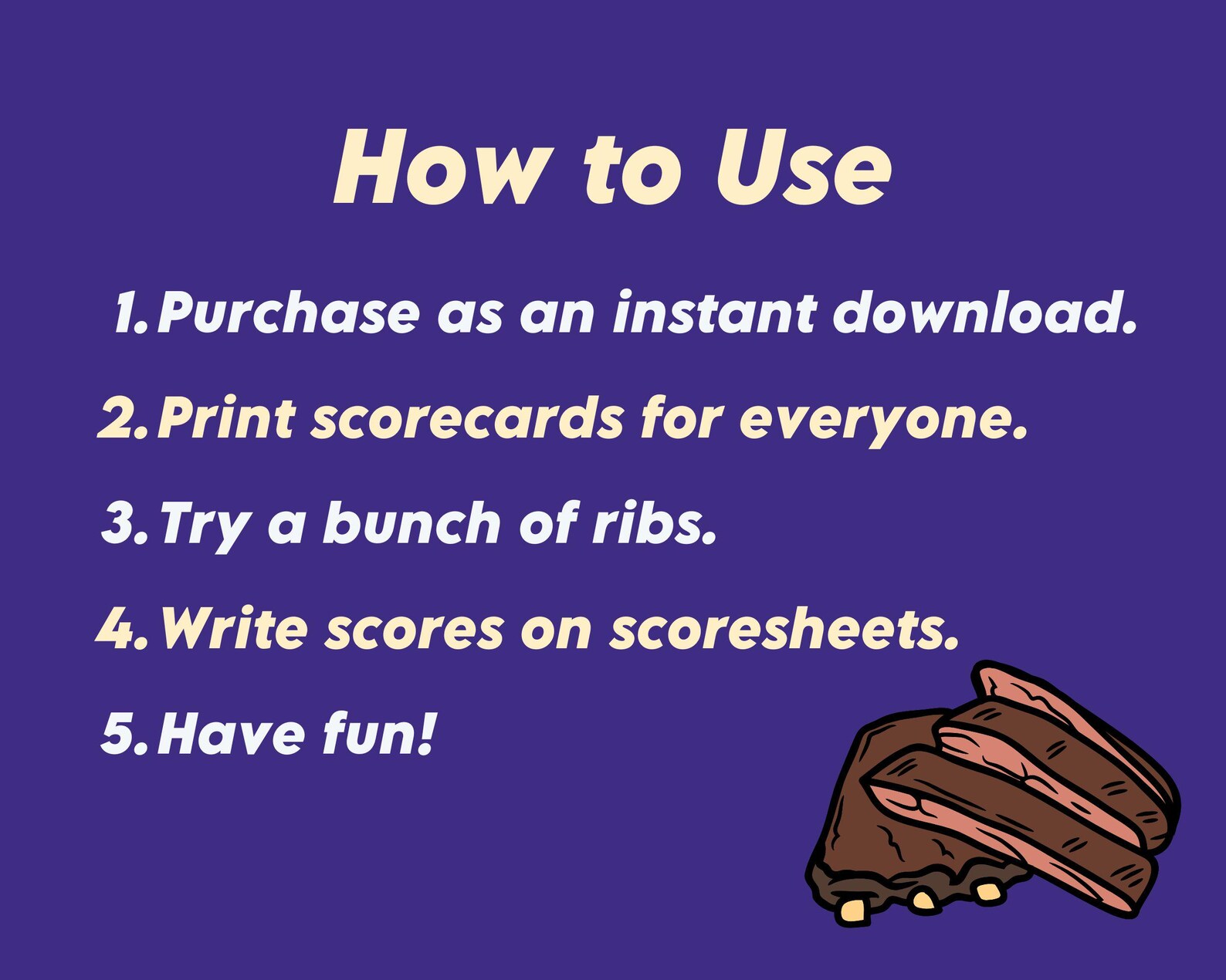 Ribs Tasting Scorecard – BBQ Cookoff Judging Sheets (digital Download ...