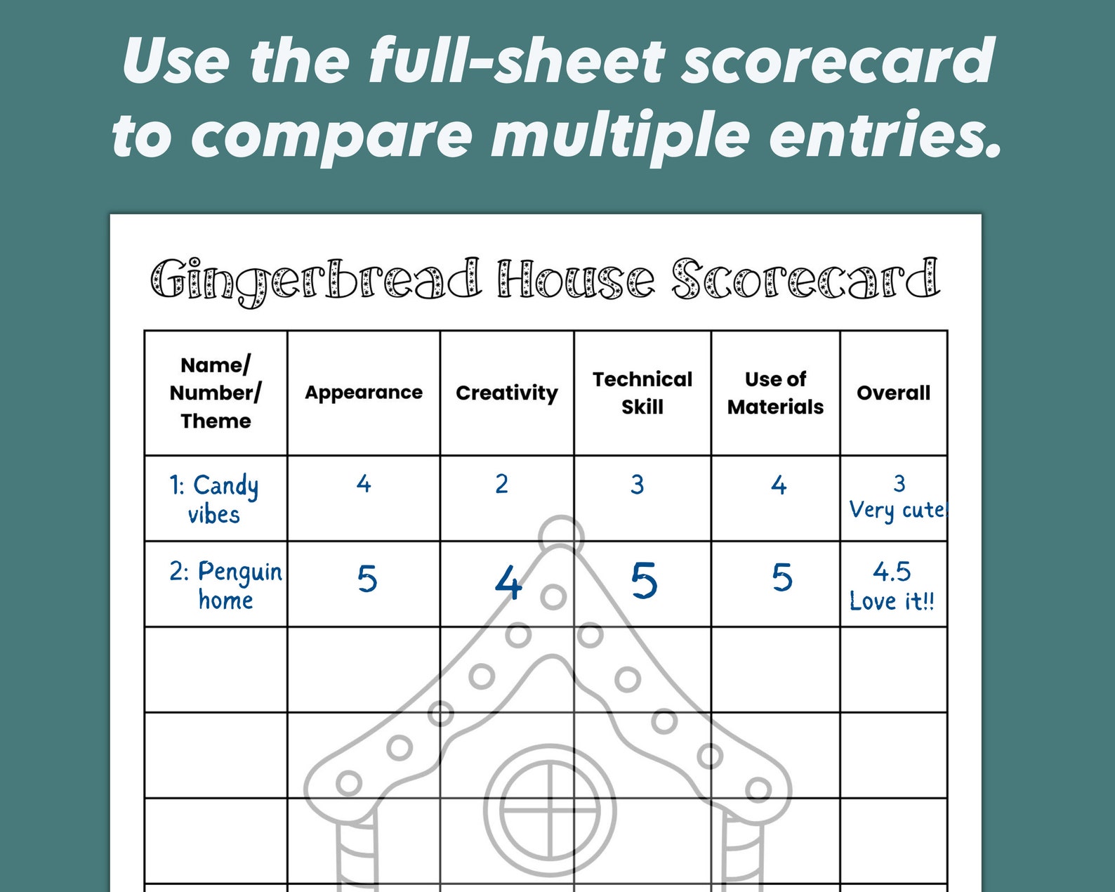 Gingerbread House Decorating Scorecard – Holiday Contest Game (PDF ...