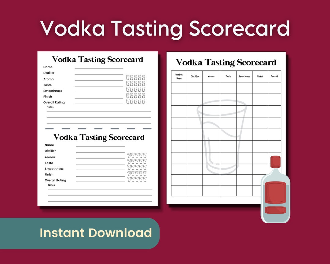 Vodka Tasting Scorecard – Printable Party Game for Drink Flights (PDF ...