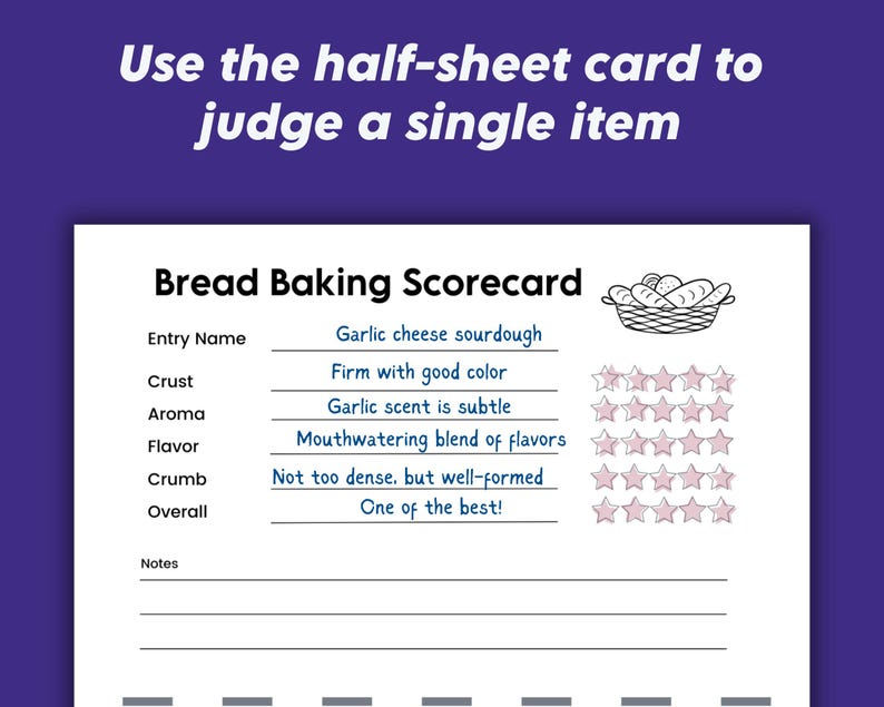 Bread Tasting Scorecard – Baking Challenge Judging Sheets and Sourdough ...
