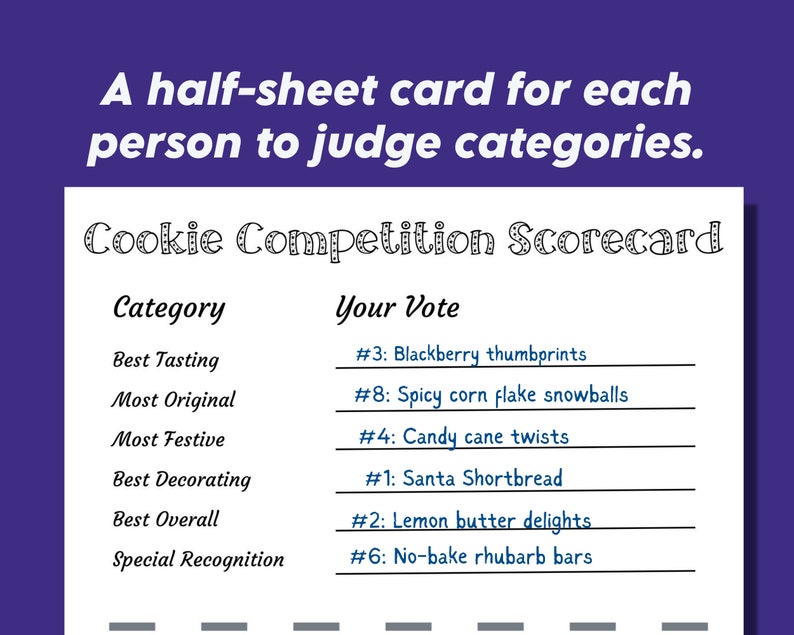 Christmas Cookie Tasting Score Card, Cookie Exchange Contest Scorecard ...