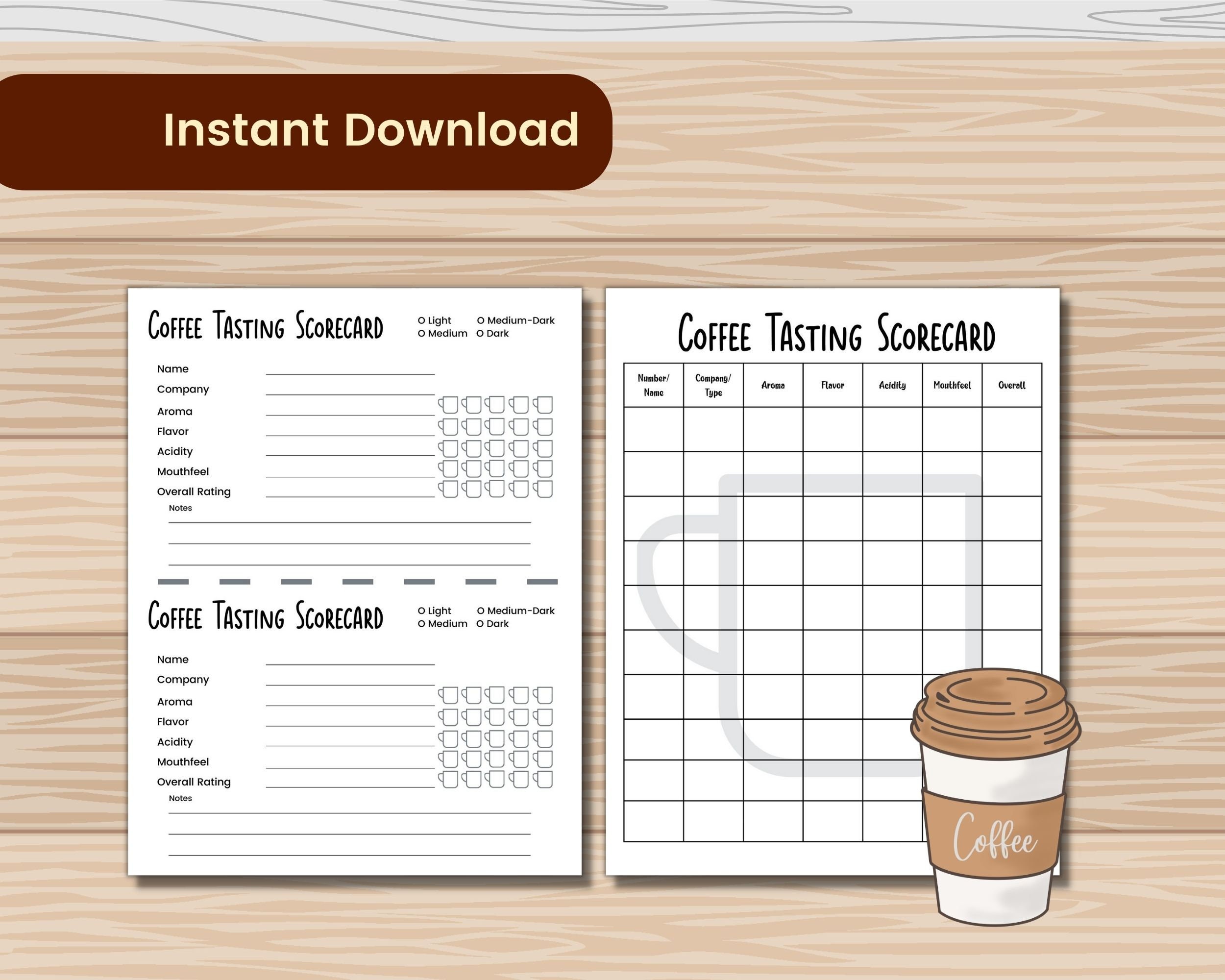 Coffee Tasting Notes Score Card Tasting Flight Coffee - Etsy