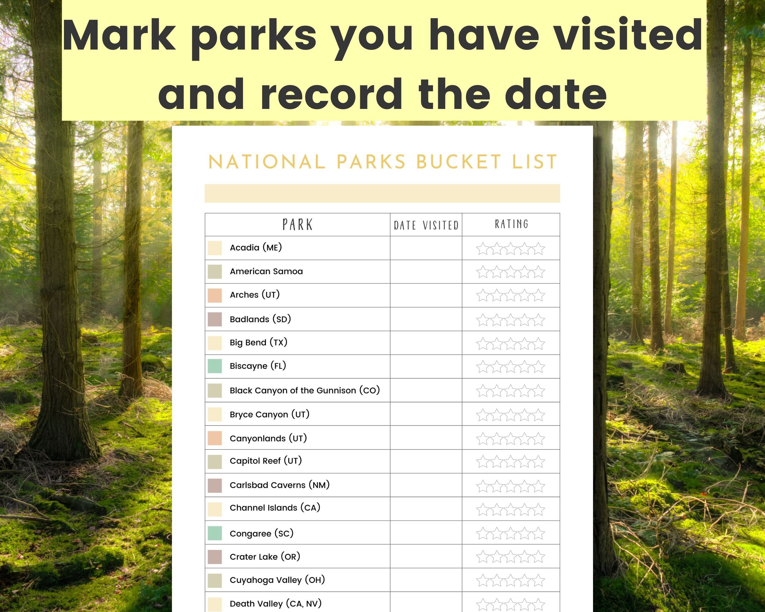 National Parks Bucket List Printable | Keep Track of Your National ...