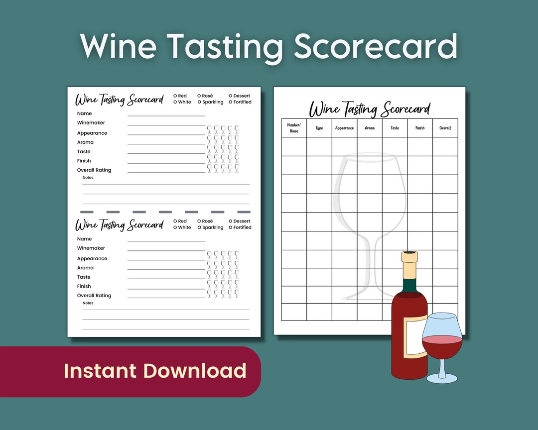 Wine Tasting Score Card, Tasting Scorecard Wine Party, Wine Flight ...