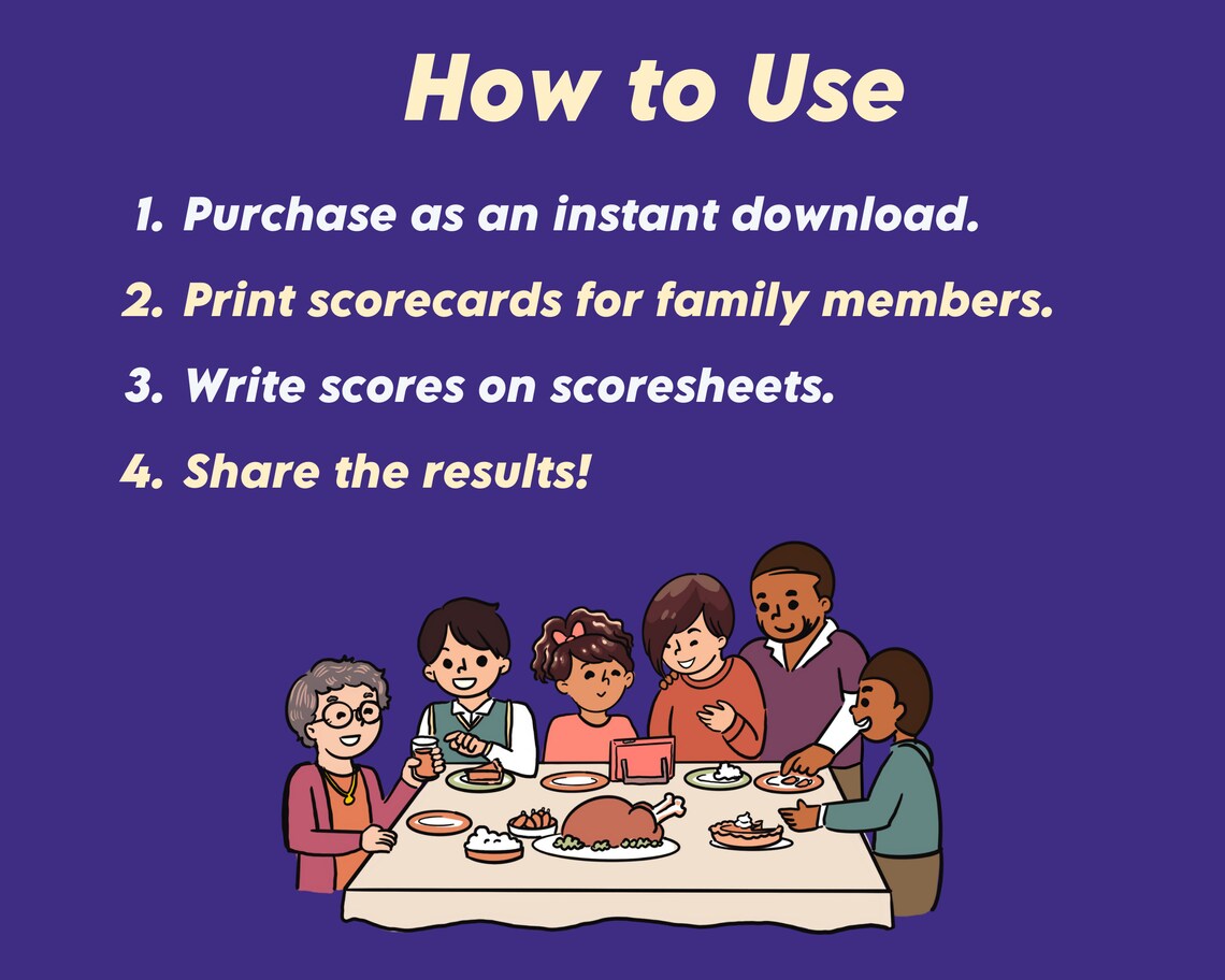 Family Taste Testing Challenge Contest Score Card, Dinner or Party Food ...