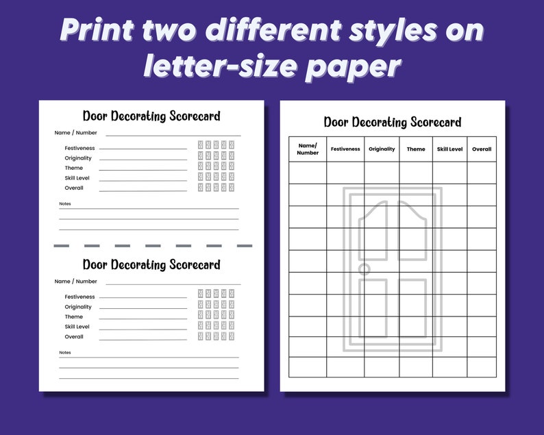 Door Decorating Contest Scorecard – Holiday Party Game Printable for ...