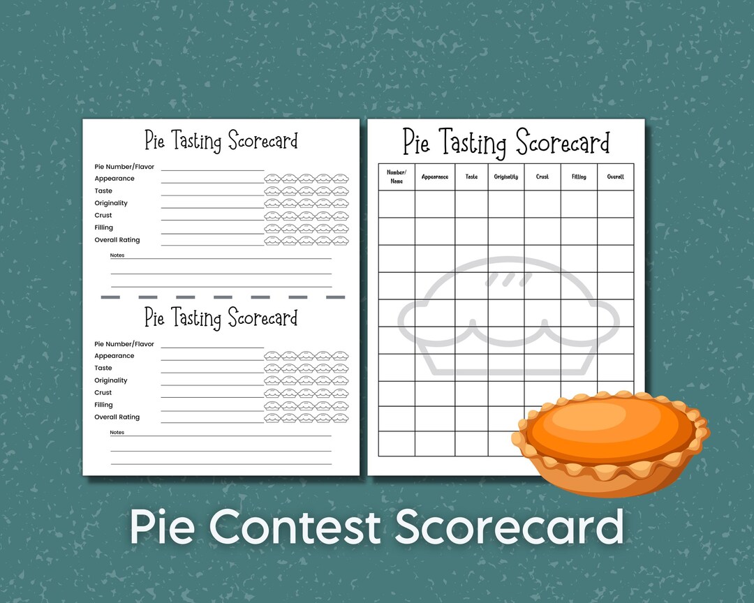 Pie Tasting Scorecard – Printable Judging Game for Parties & County ...