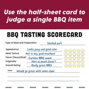 BBQ Cookoff Scorecard – Printable Backyard Barbecue Food Tasting Game ...