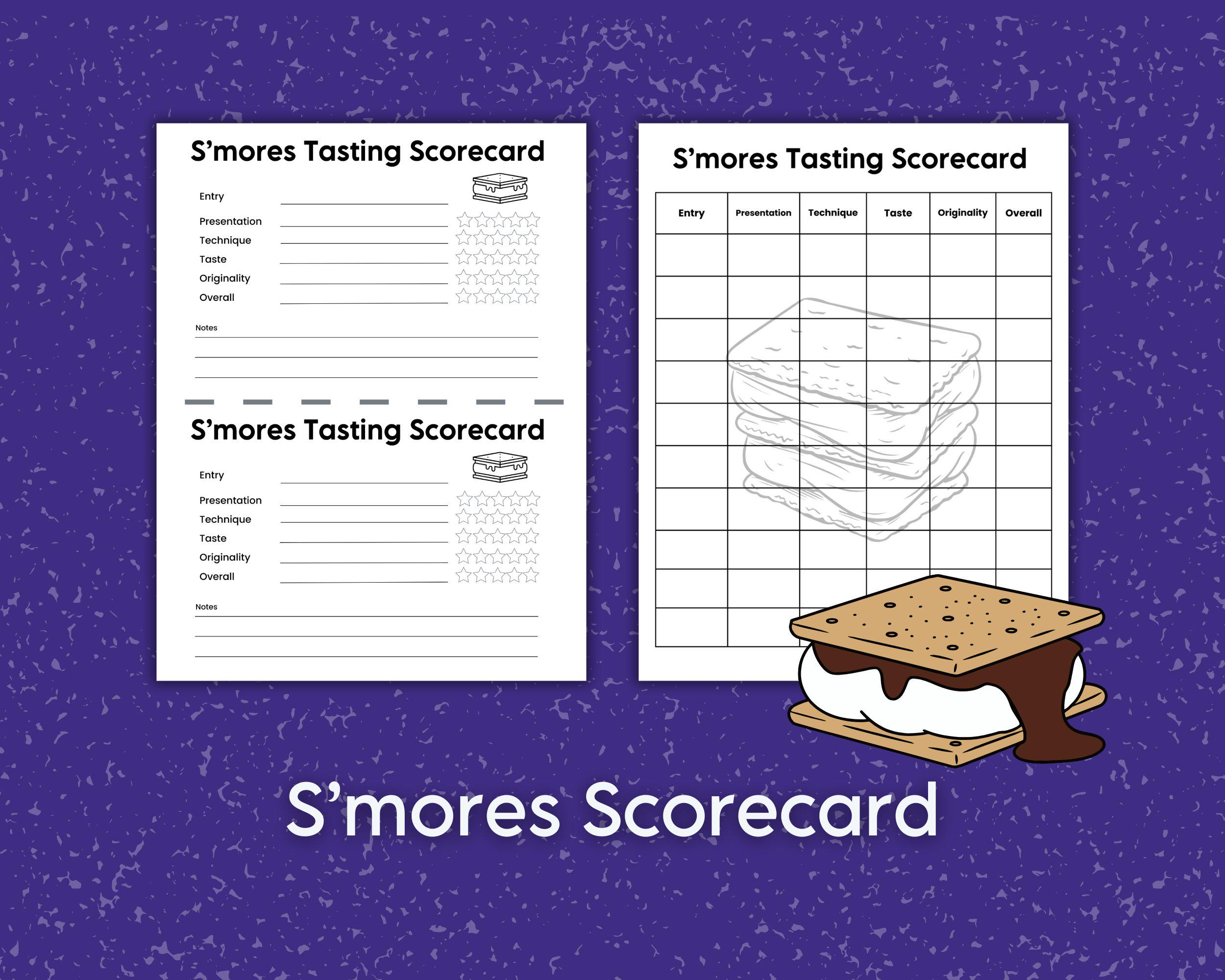 S'mores Tasting Scorecard – Camping Party Game (PDF Download) - Etsy