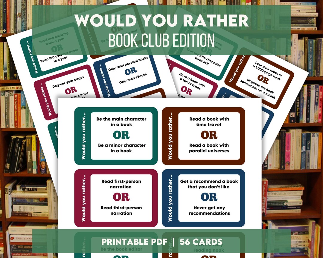 Would You Rather Book Club Game – 56 Bookish Reading Party Conversation ...