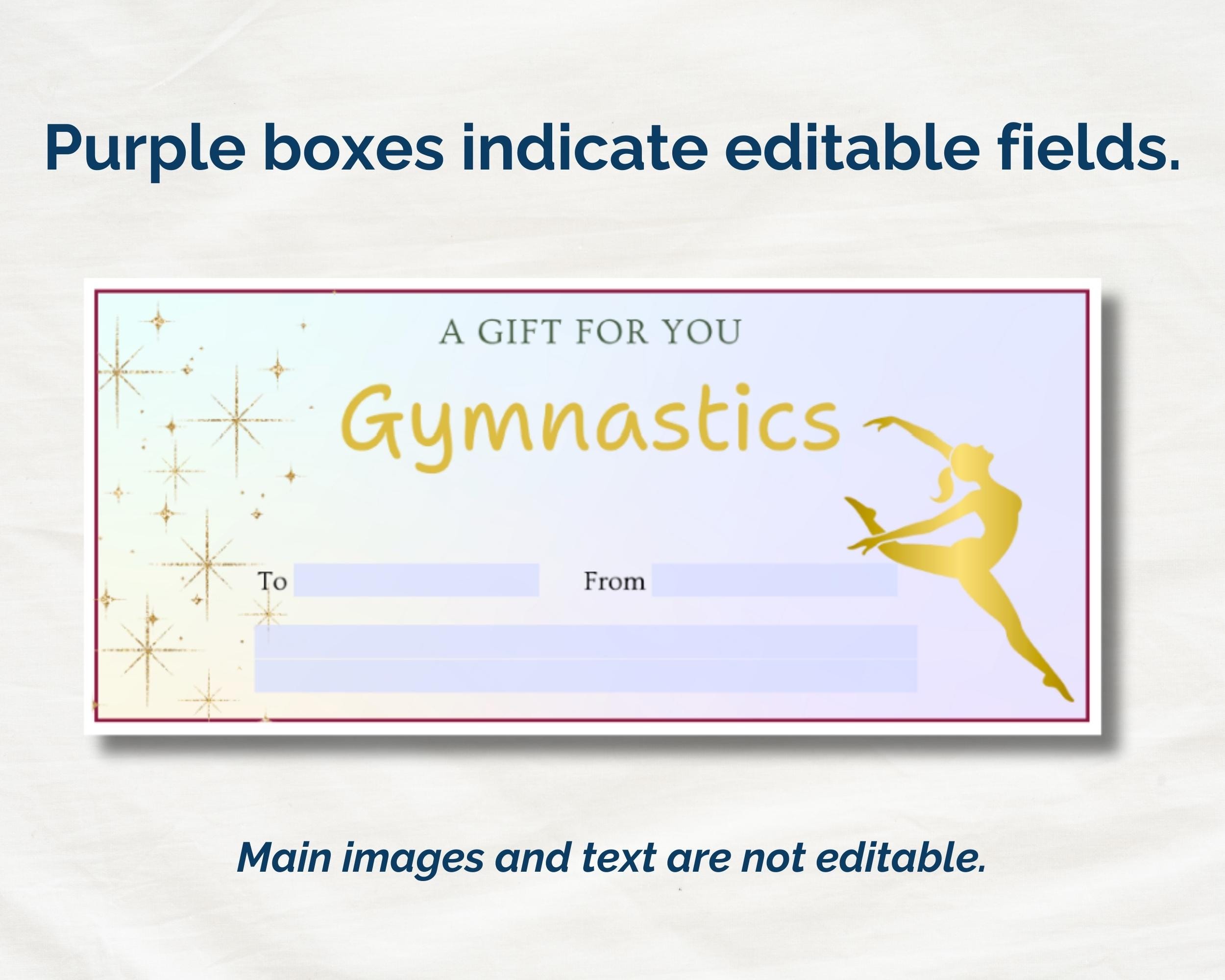 Editable Gymnastics Gift Certificate Custom Coupon Voucher, Last-minute ...