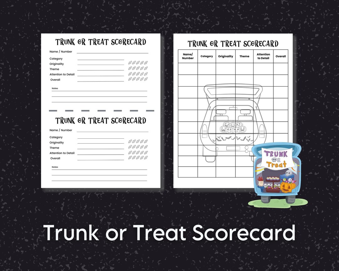 Trunk or Treat Scorecard – Halloween Party Game for Fall Festival Event ...