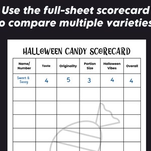 Halloween Candy Score Card, Spooky Season Party Contest Judges ...
