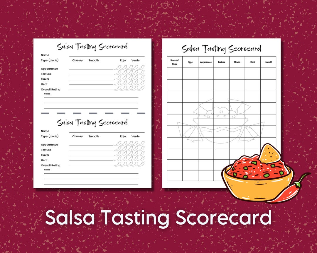 Salsa Tasting Scorecard – Taco Tuesday or Cinco De Mayo Party Game ...