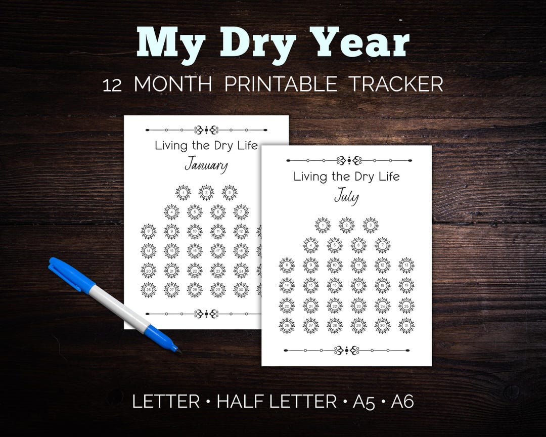 12-month Alcohol-free Tracker Printable – Monthly Sober Challenge ...