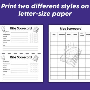 Ribs Tasting Scorecard – BBQ Cookoff Judging Sheets (digital Download ...