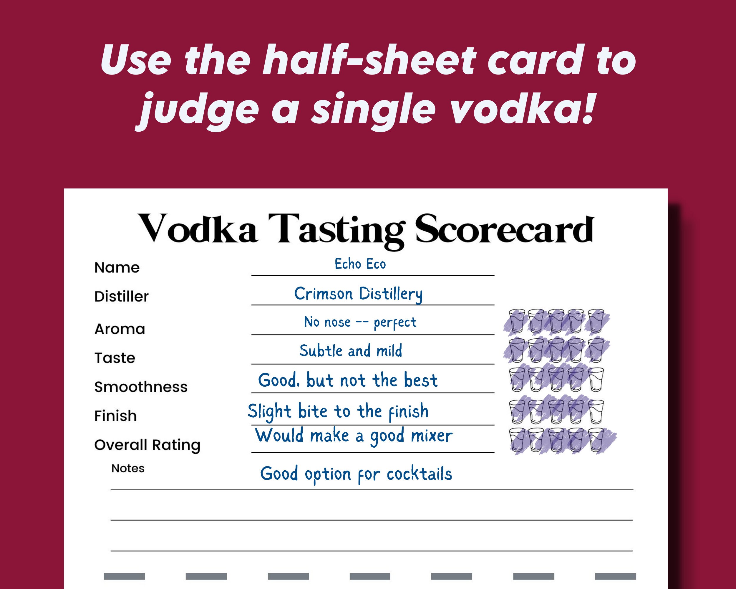 Vodka Tasting Scorecard – Printable Party Game for Drink Flights (PDF ...