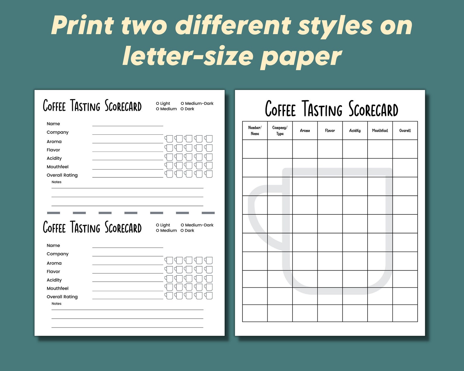 Coffee Tasting Scorecard – Party Game Rating Printable (PDF Download ...