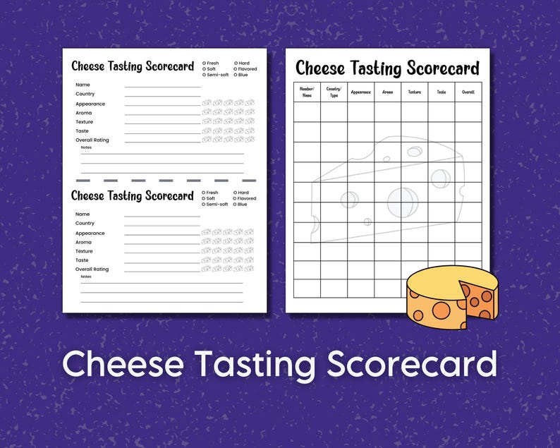 Cheese Tasting Score Card, Wine and Cheese Party Tasting Game, Fun ...