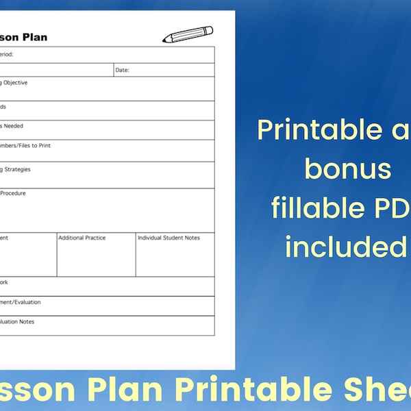 Substitute Lesson Plan Template - Etsy